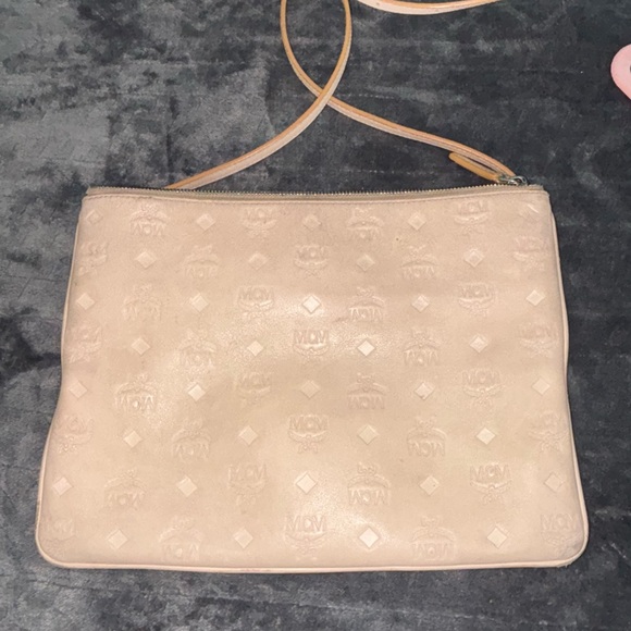 MCM | Bags | Used Authentic Mcm Cream Crossbody Bag With Textured ...